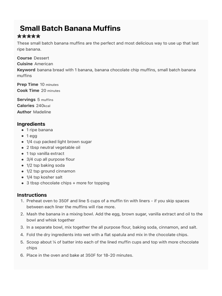 Small Batch Banana Muffins - Mad About Food | PDF