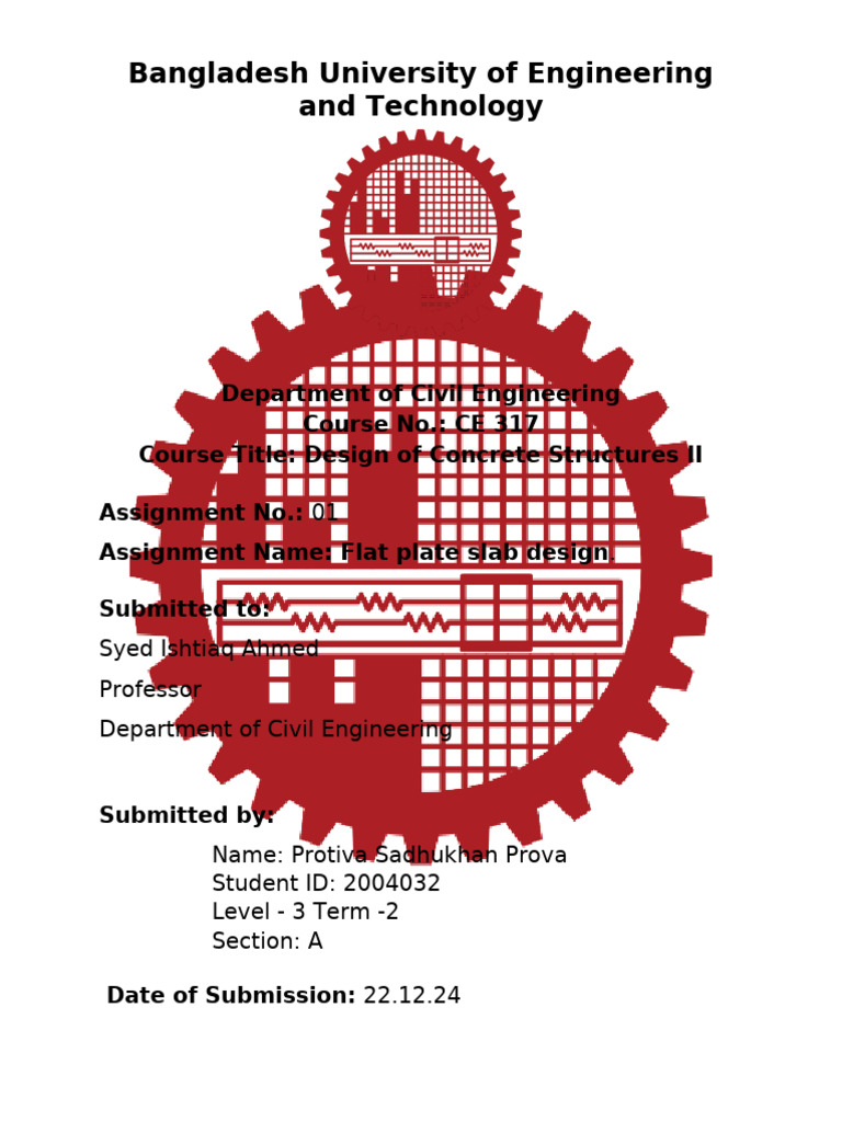 Flat Plate Slab Design Assignment | PDF