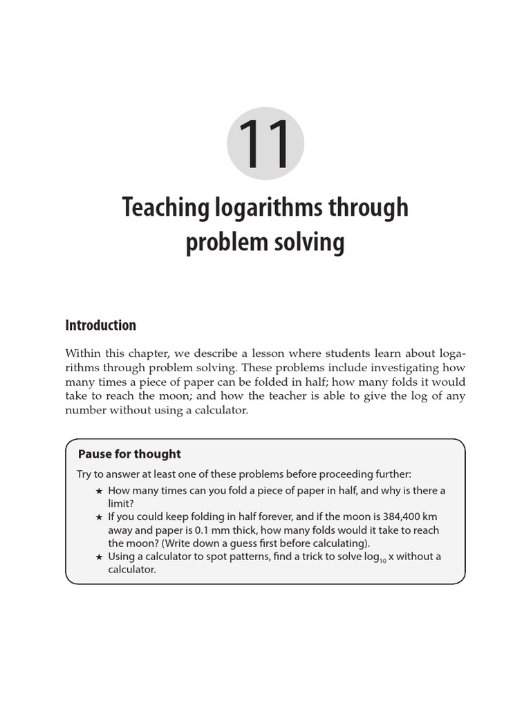 11 Teaching logarithms through problem solving | PDF | Logarithm | Concept
