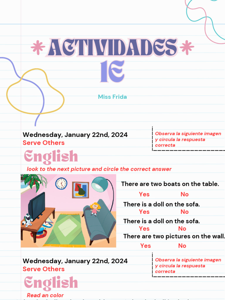 Actividades 1E 22 January | PDF