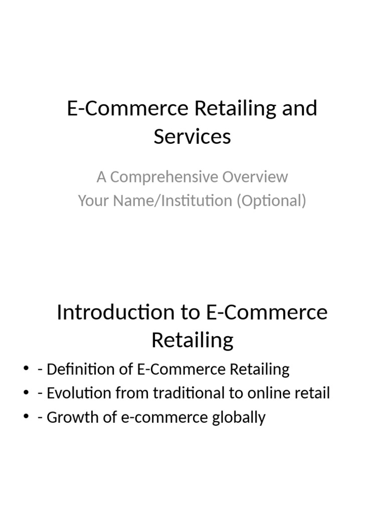 E-Commerce Retailing and Services | PDF