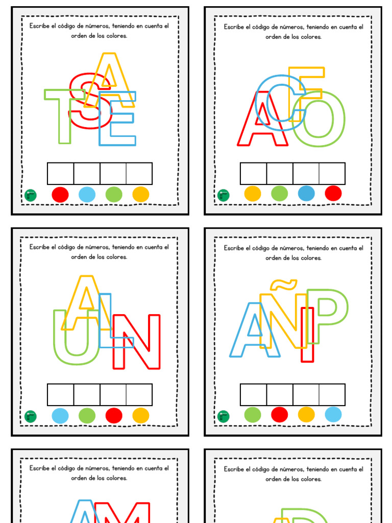 Discriminacion Visual Palabras 4 Letras Colores | PDF