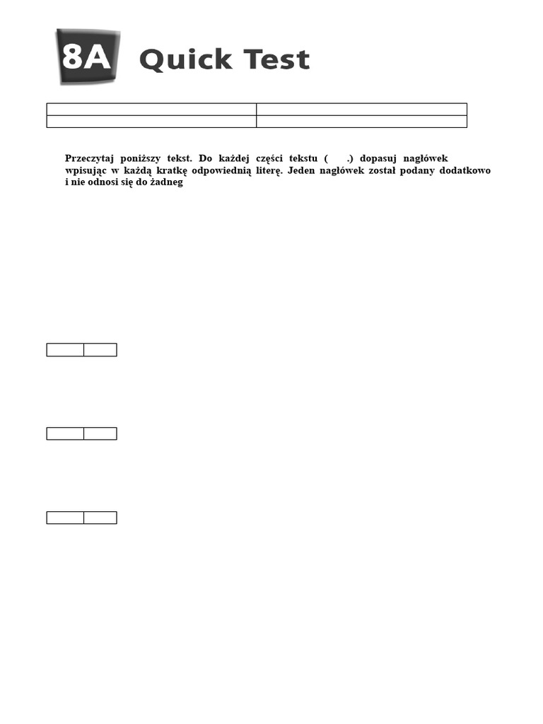 RM_Basic_Quick_Test_8A (1) | PDF | Tourism