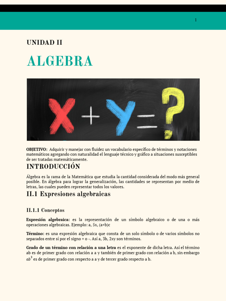 Fundamentos de Álgebra y Expresiones | PDF | Matemáticas | Álgebra