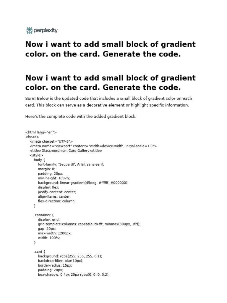 Now I Want To Add Small Block of Gradient Color. o | PDF | Computing