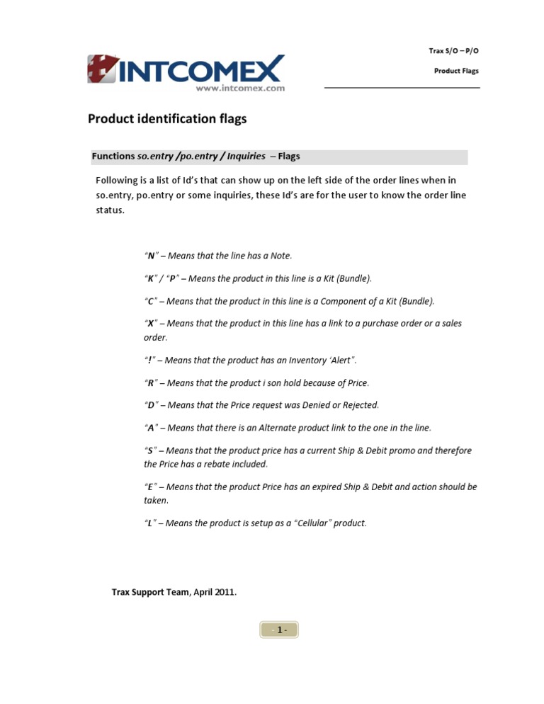 Trax Product Status Flags Explained | PDF