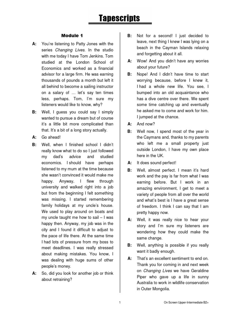 Resource Activities Tapescripts | PDF | Bullying | Foods