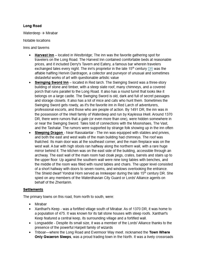 Long Road To Mirabar | PDF
