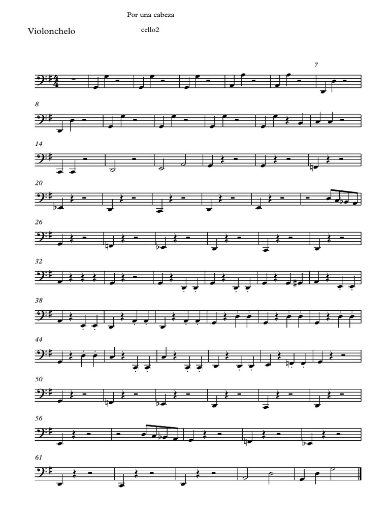 Por Una Cabeza Cello 2 | PDF