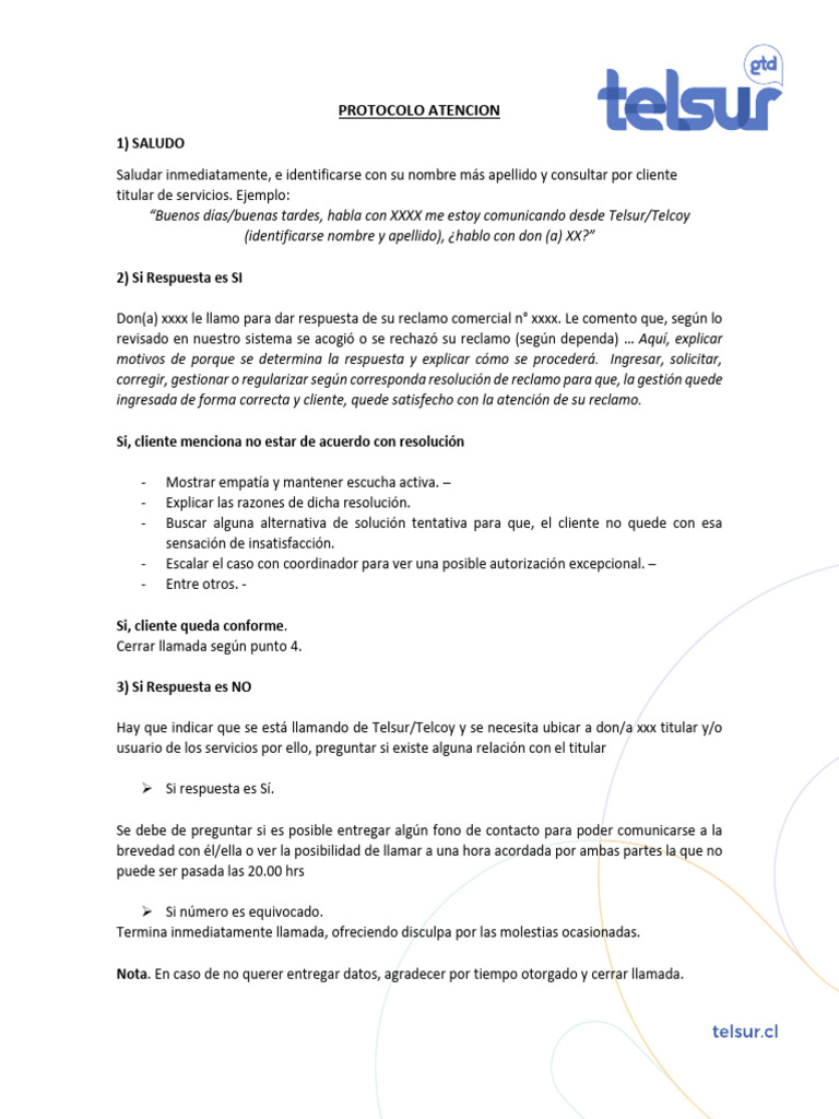 Script Protocolo Atencion Reclamos Com v1 | PDF