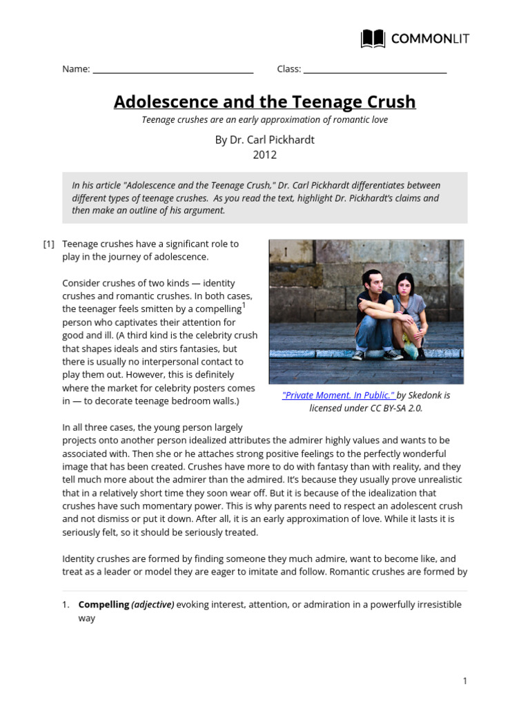 Adolescence and The Teenage Crush | PDF | Adolescence | Psychological Concepts