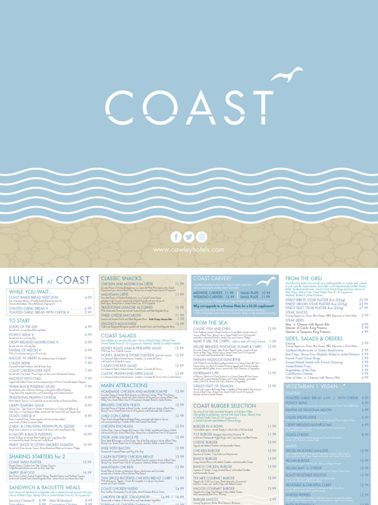 Coast Lunch Menu April 2019 | PDF | French Fries | Hamburgers
