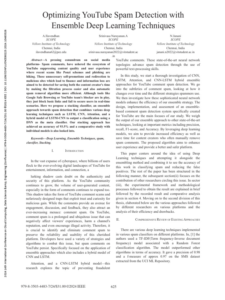 Optimizing YouTube Spam Detection With Ensemble Deep Learning Techniques | PDF | Sensitivity And ...