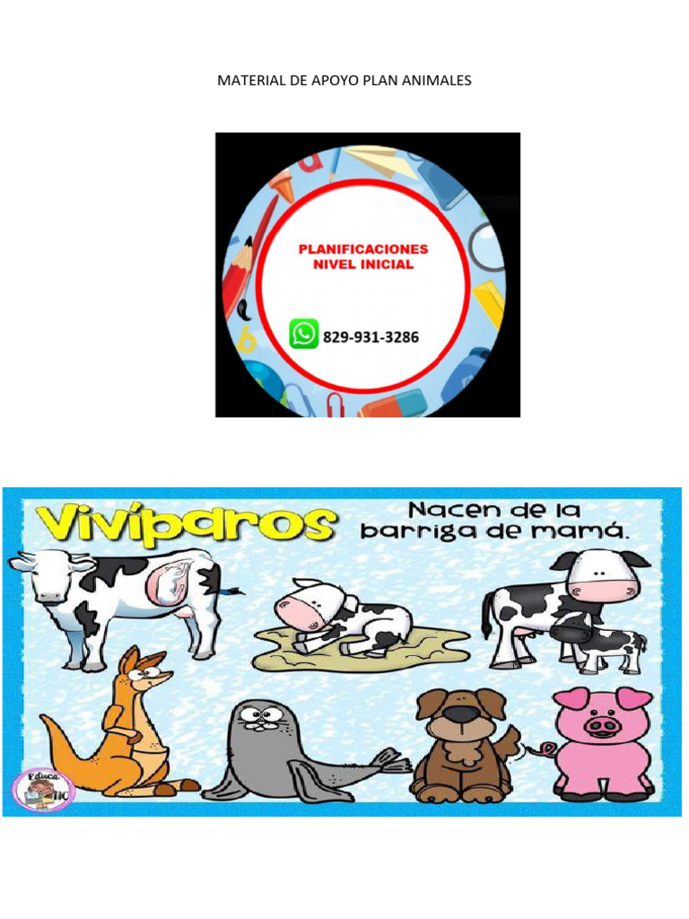 Material de Apoyo Plan Animales | PDF