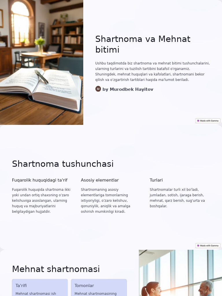 Shartnoma Va Mehnat Bitimi | PDF