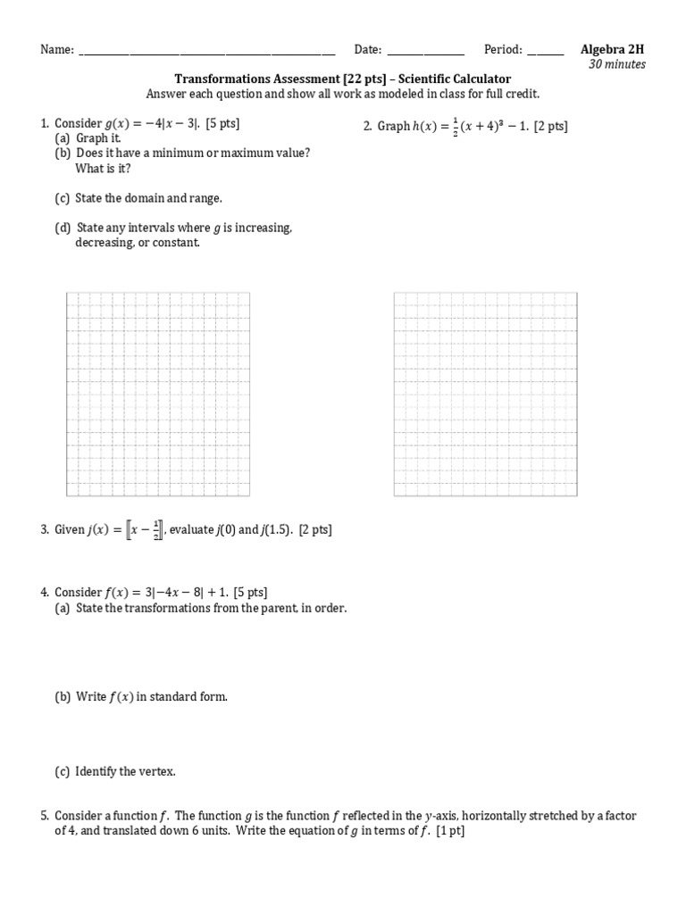 Chapter 1 Assessment 1 - Algebra 2 | PDF | Function (Mathematics ...