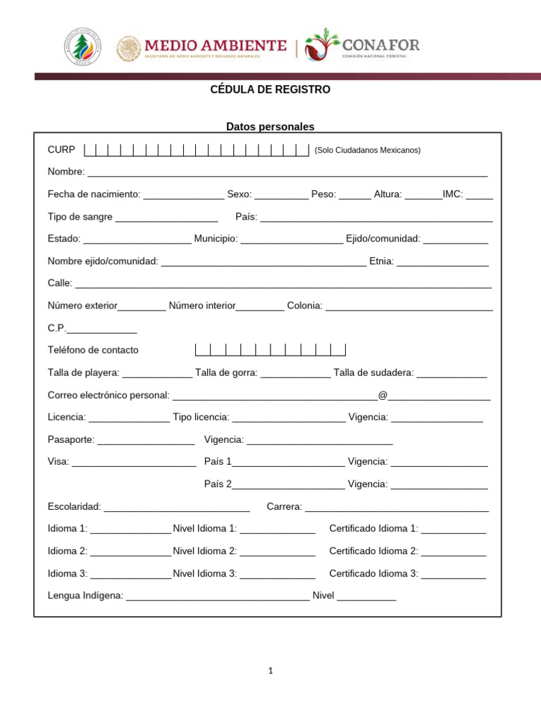 2022 - Formato de CÃ© Dula de Registro | PDF