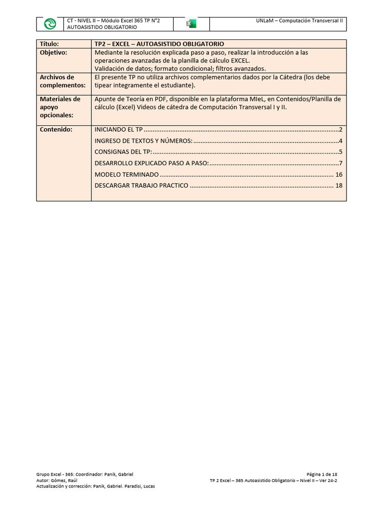 TP2 Excel 365: Operaciones Avanzadas | PDF | Microsoft Excel | Red mundial