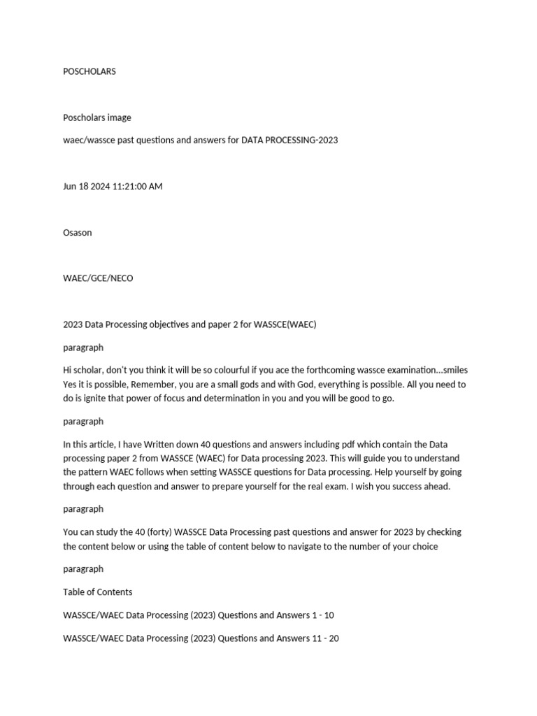 POSCHOLARS Data Processing questions-WPS Office | PDF | Antivirus Software | Computer Virus