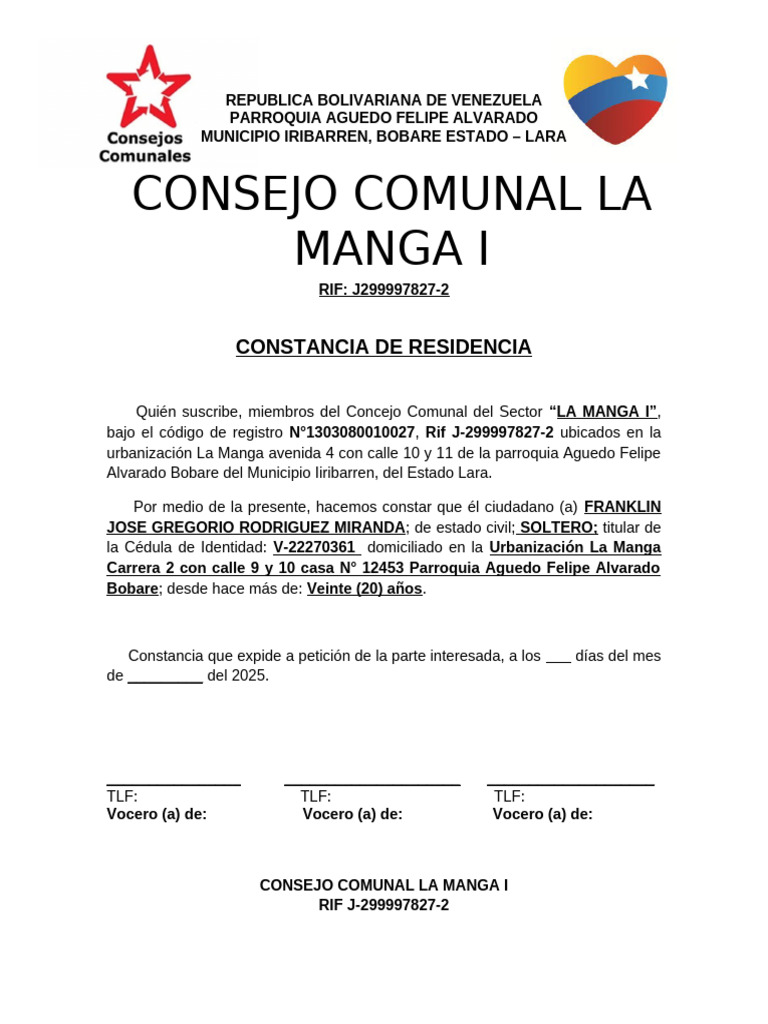 Formato Constancia de Residencia | PDF