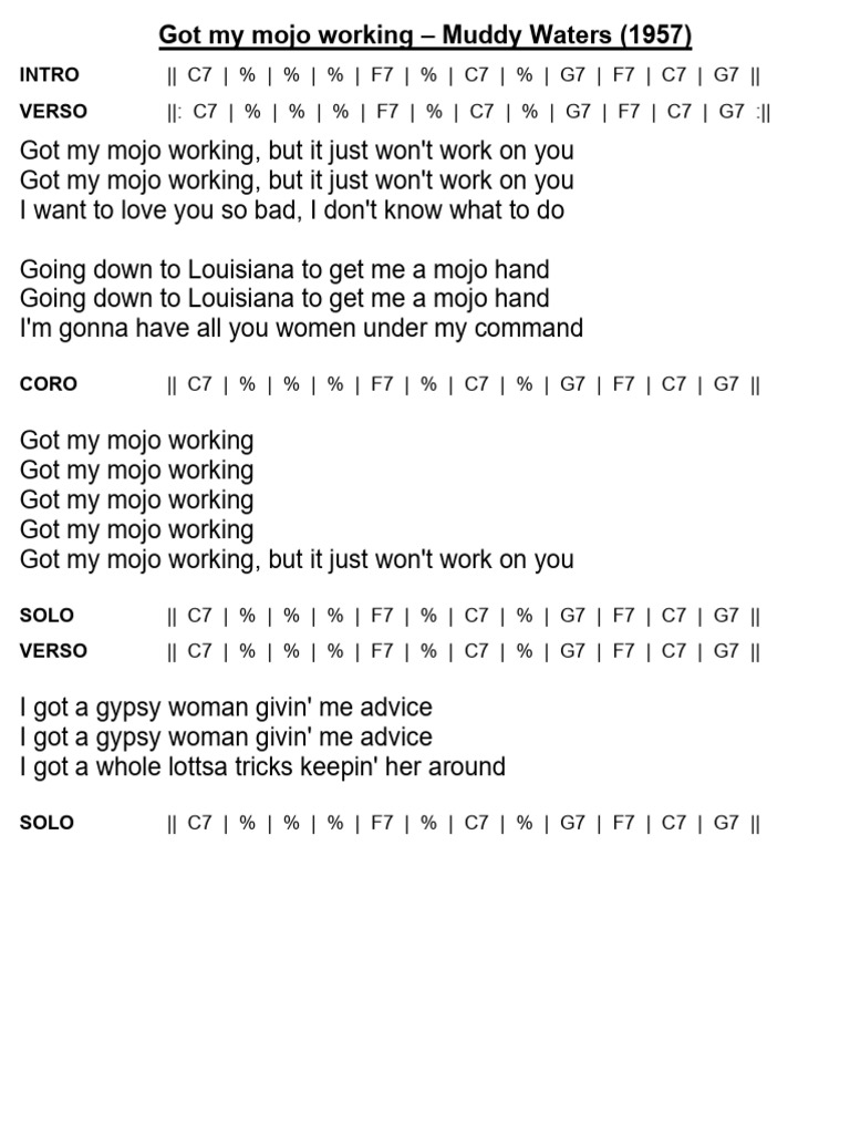 Muddy Waters' Got My Mojo Working Lyrics | PDF
