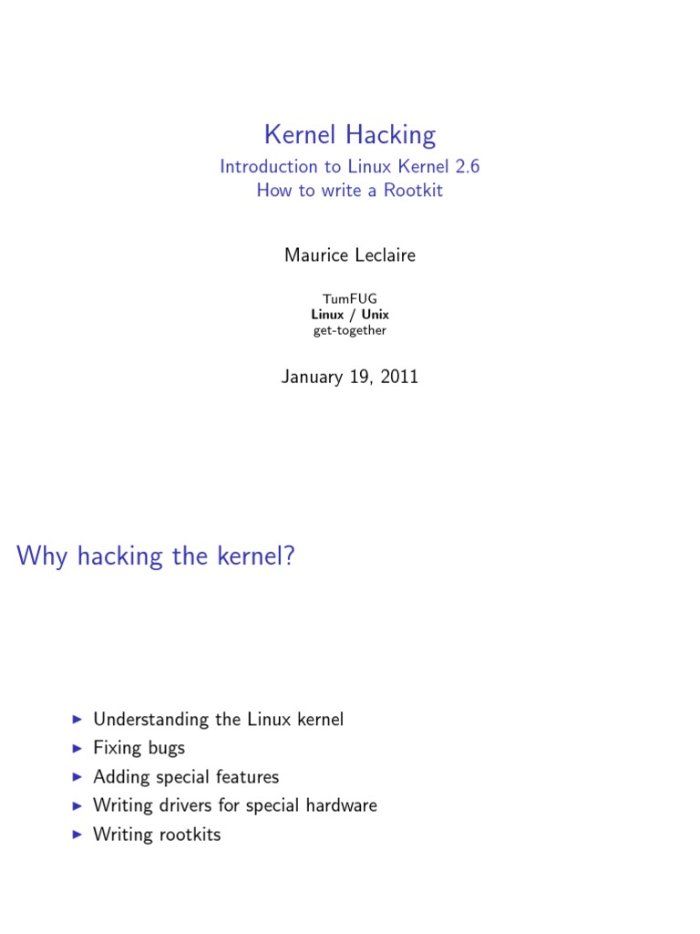 Kernel Hacking: Introduction To Linux Kernel 2.6 How To Write A Rootkit | PDF | Kernel ...
