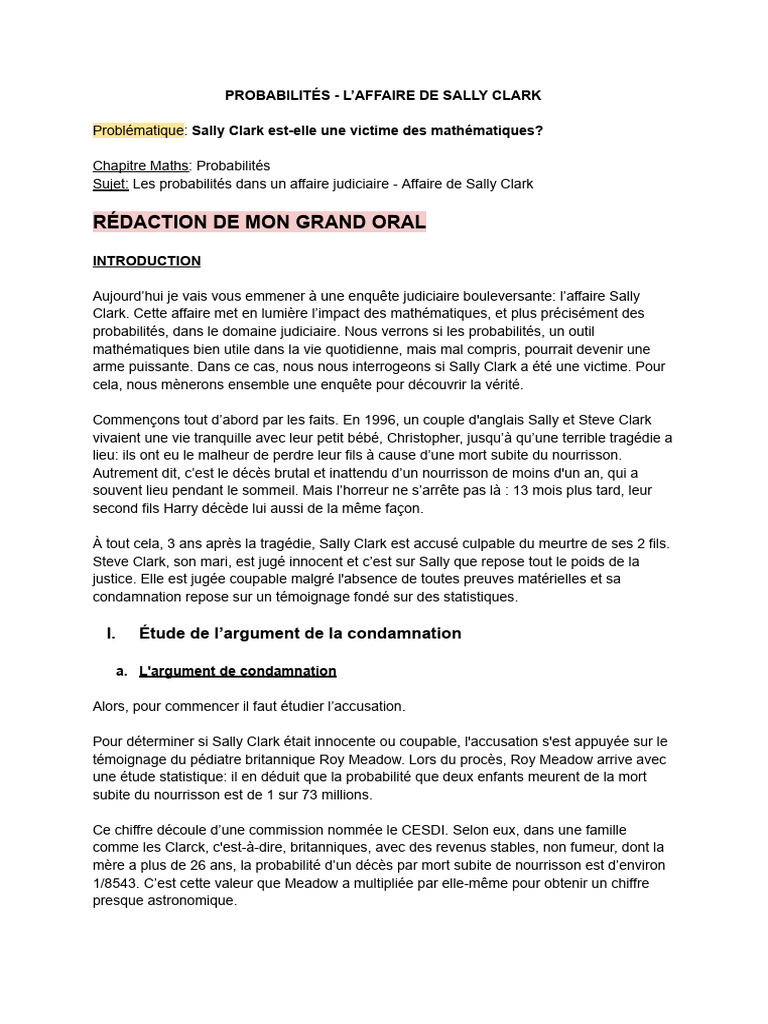 Sally Clark : Victime des Mathématiques ? | PDF