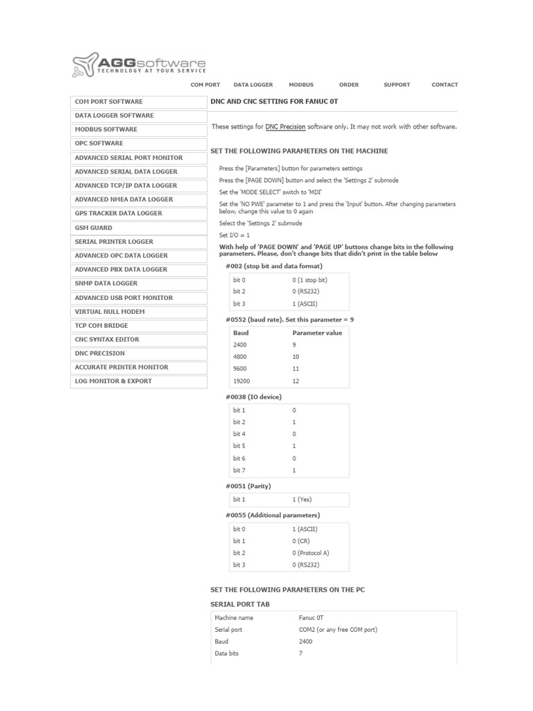 DNC Software. CNC and DNC Settings For Fanuc 0T. | PDF | Physical Layer Protocols | Computer ...
