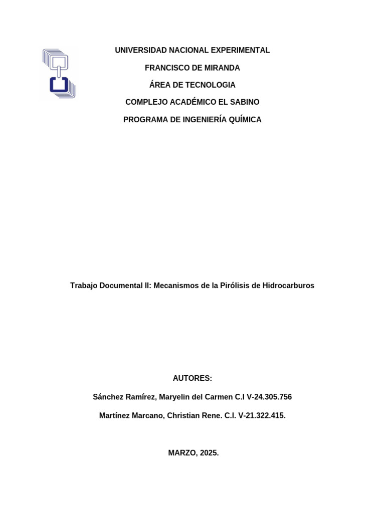 TRABAJO DOCUMENTAL II. | PDF | Pirólisis | Hidrocarburos