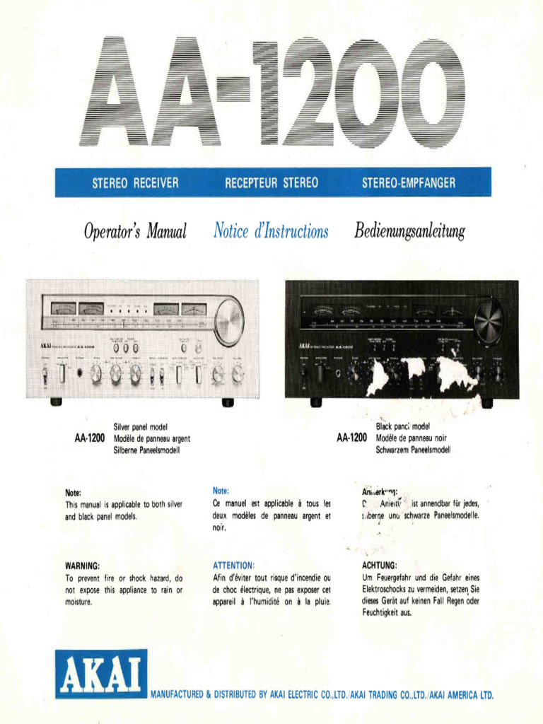 Akai - Aa-1200 User Manual | PDF