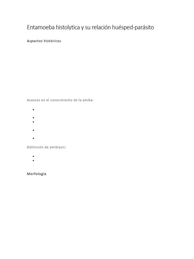 Resumen de Entamoeba Histolytica y Su Relación | PDF | Biología ...