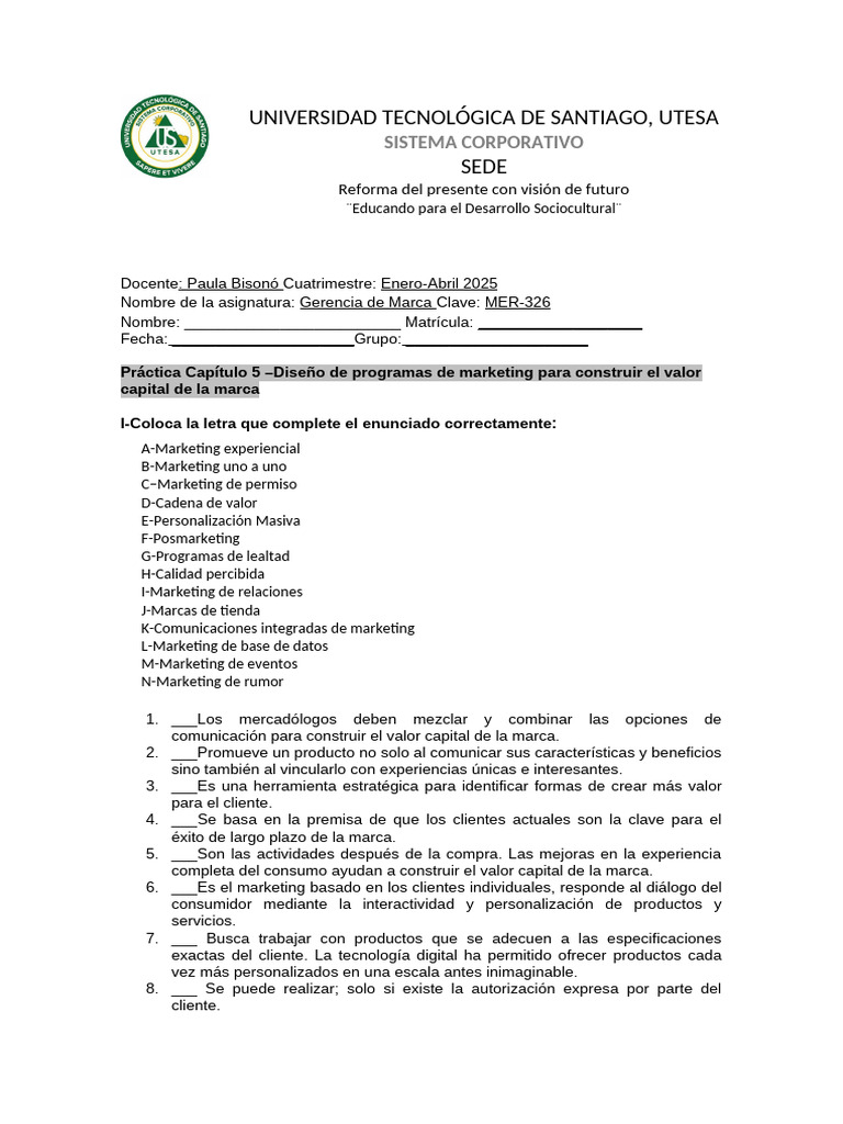 Práctica -Capítulo 5 | PDF | Marketing | Marca