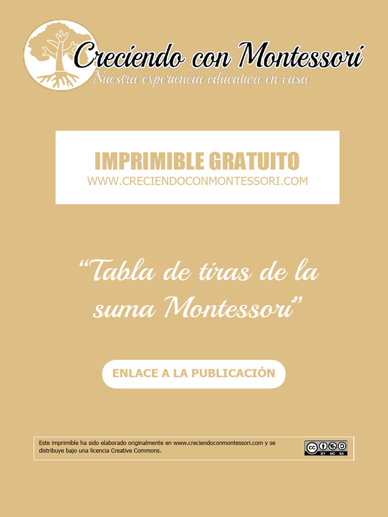 Tabla de Suma Montessori Imprimible | PDF | Contenido libre