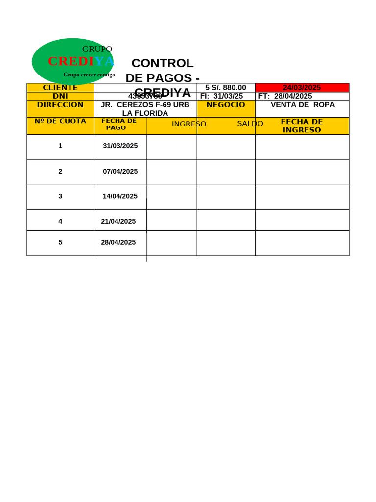 Cuadro de Pagos | PDF