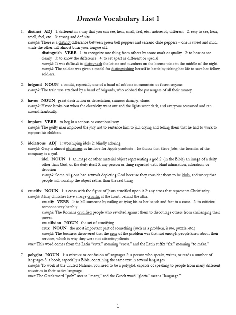 All Dracula Vocabulary Lists | PDF | Crucifixion