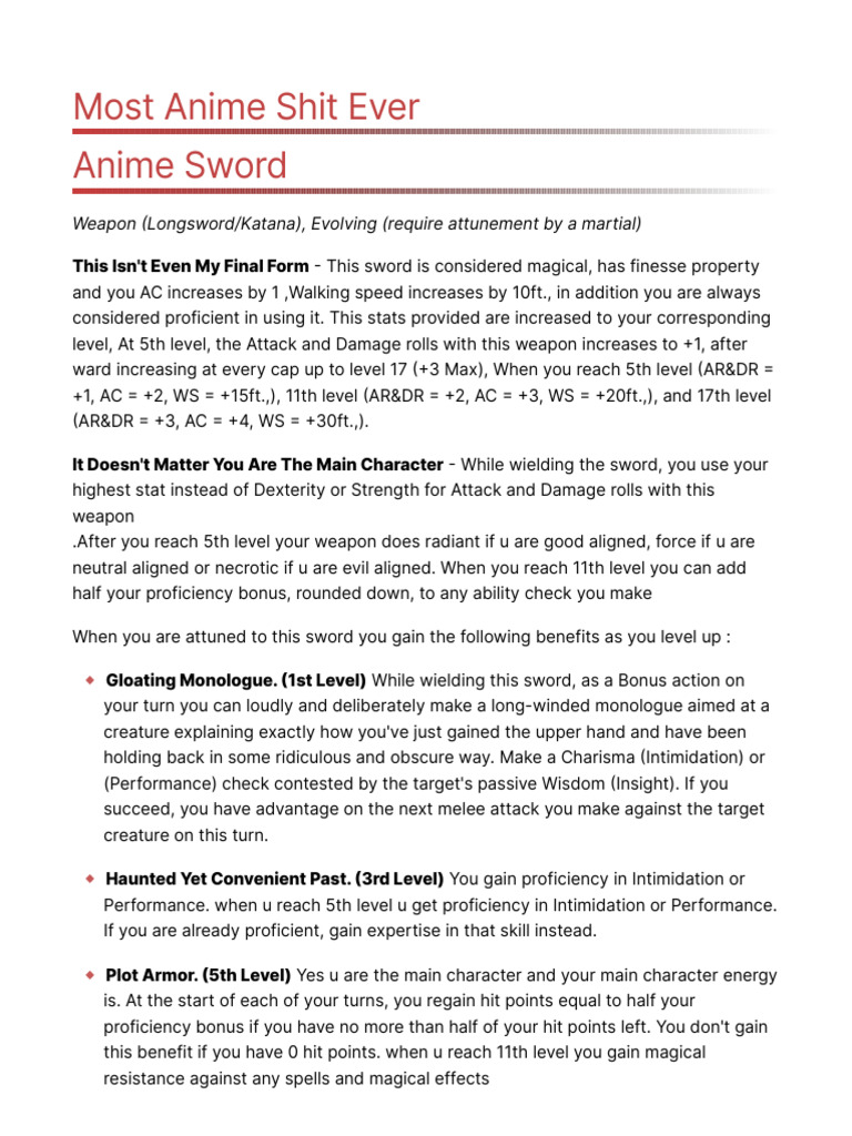 Most Anime Shit Magical Item Ever | PDF | Sword