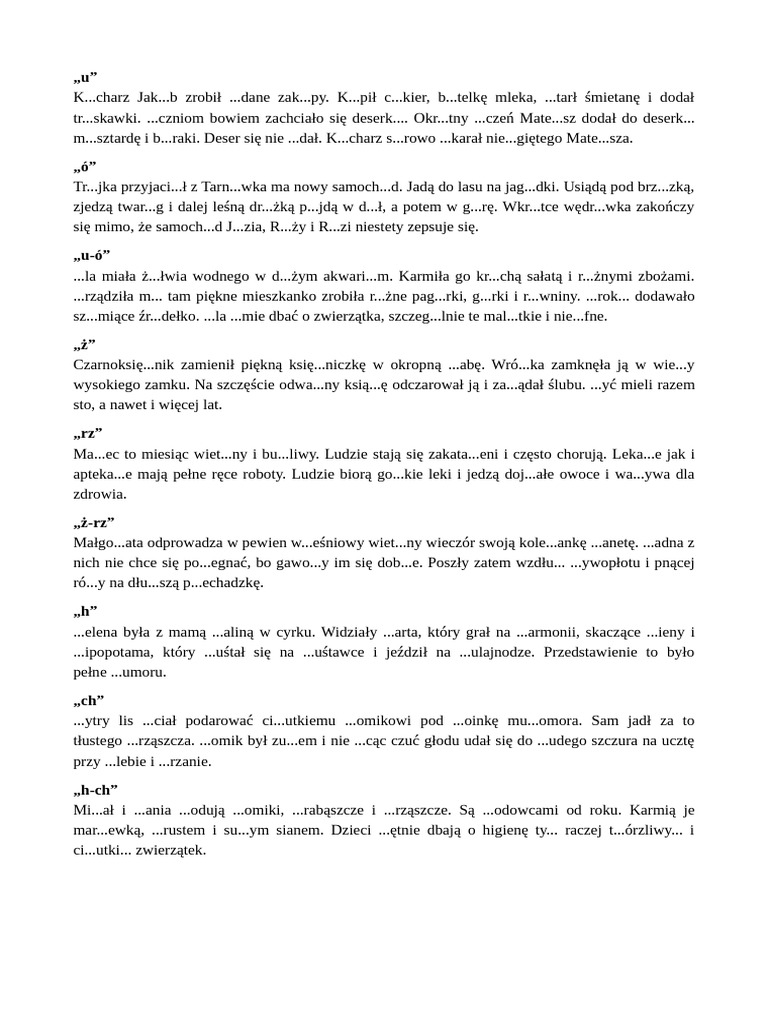 Dyktando Klasa 2 | PDF