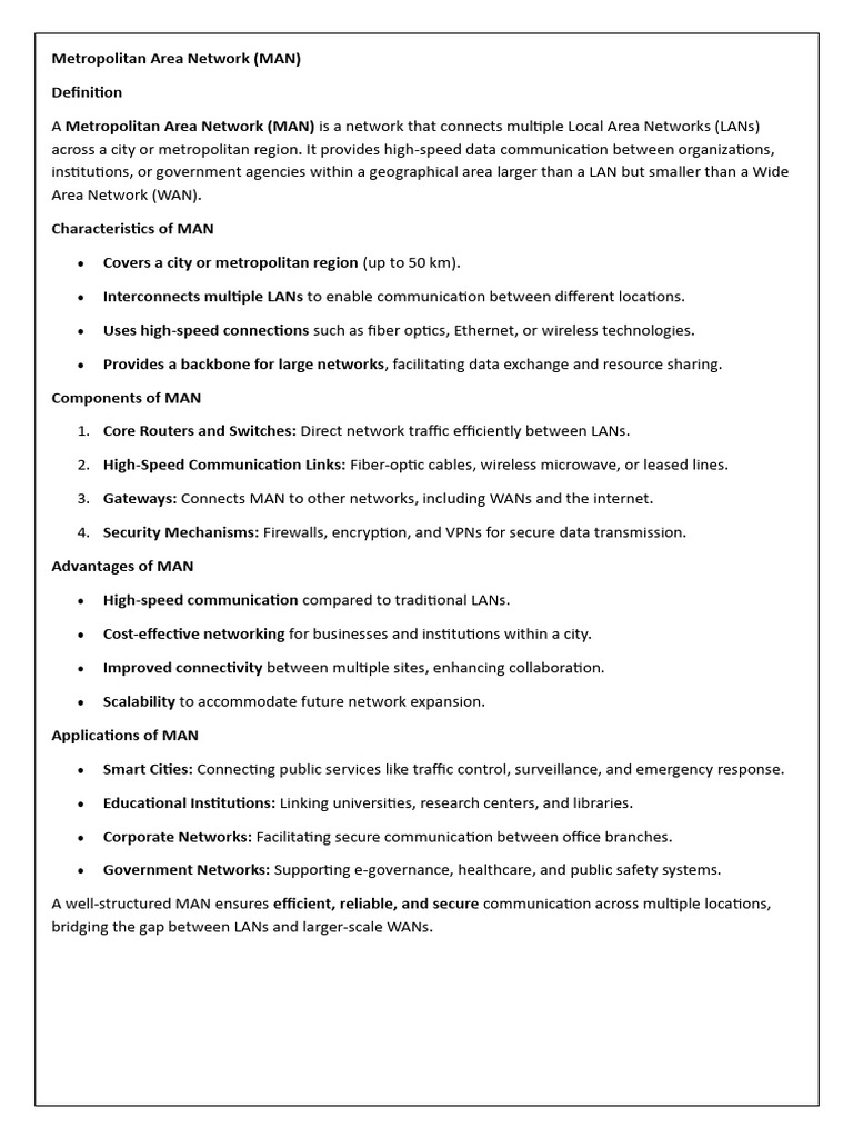 Overview of Metropolitan Area Networks | PDF