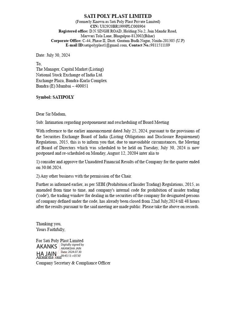 SATIPOLY_ReschedulingBM | PDF