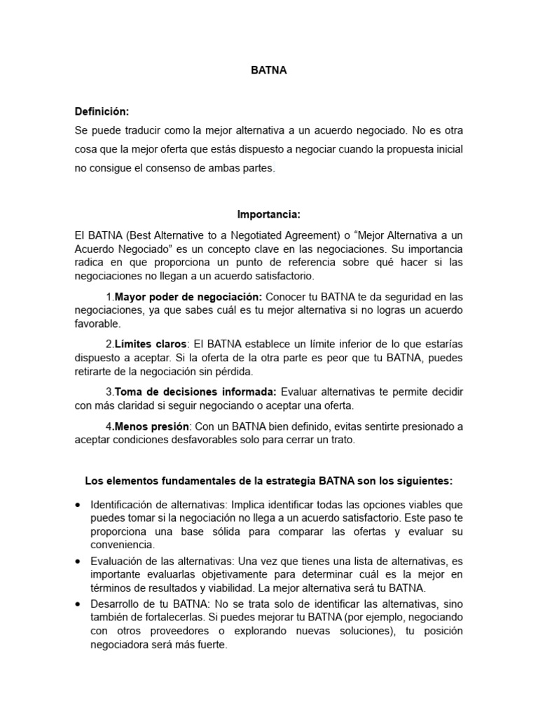 BATNA | PDF | Negociación | Economias