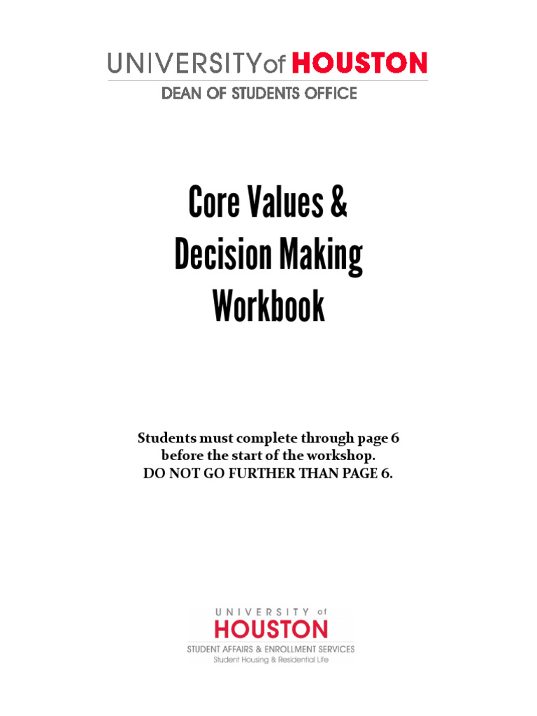 Core Values Decision-Making Workbook | PDF | Morality | Integrity