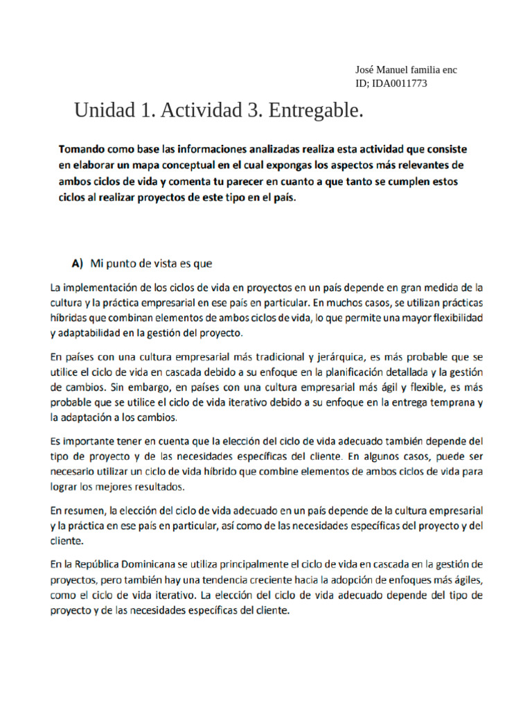 Unidad 1. Actividad 3. Entregable. | PDF