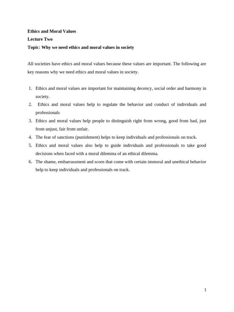 Ethics Lecture 2 Pdf