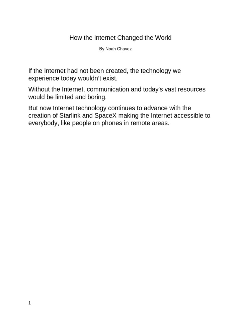 How the Internet Changed the World | PDF | Internet | Elon Musk