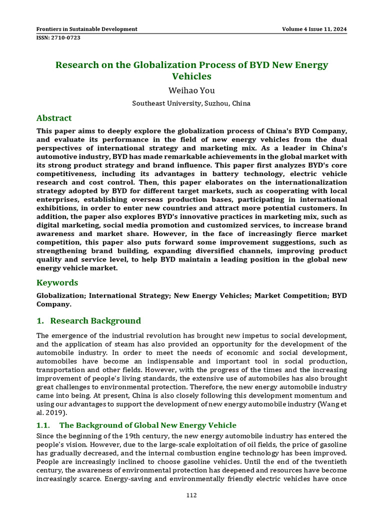BYD's Globalization in New Energy Vehicles | PDF | Car | Economies