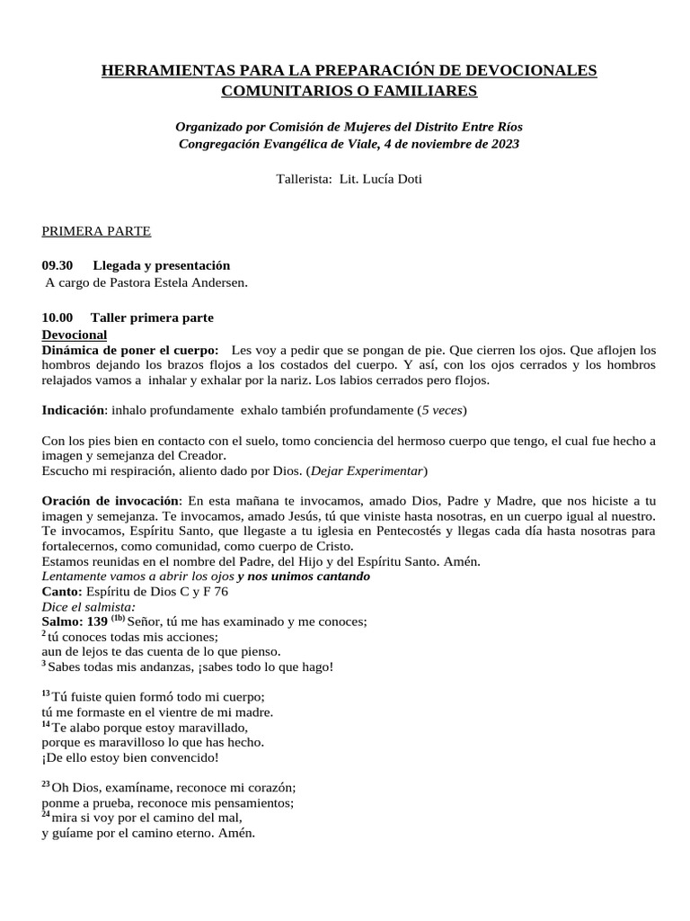 Taller de Devocionales Final | PDF | Oración | María, madre de Jesús