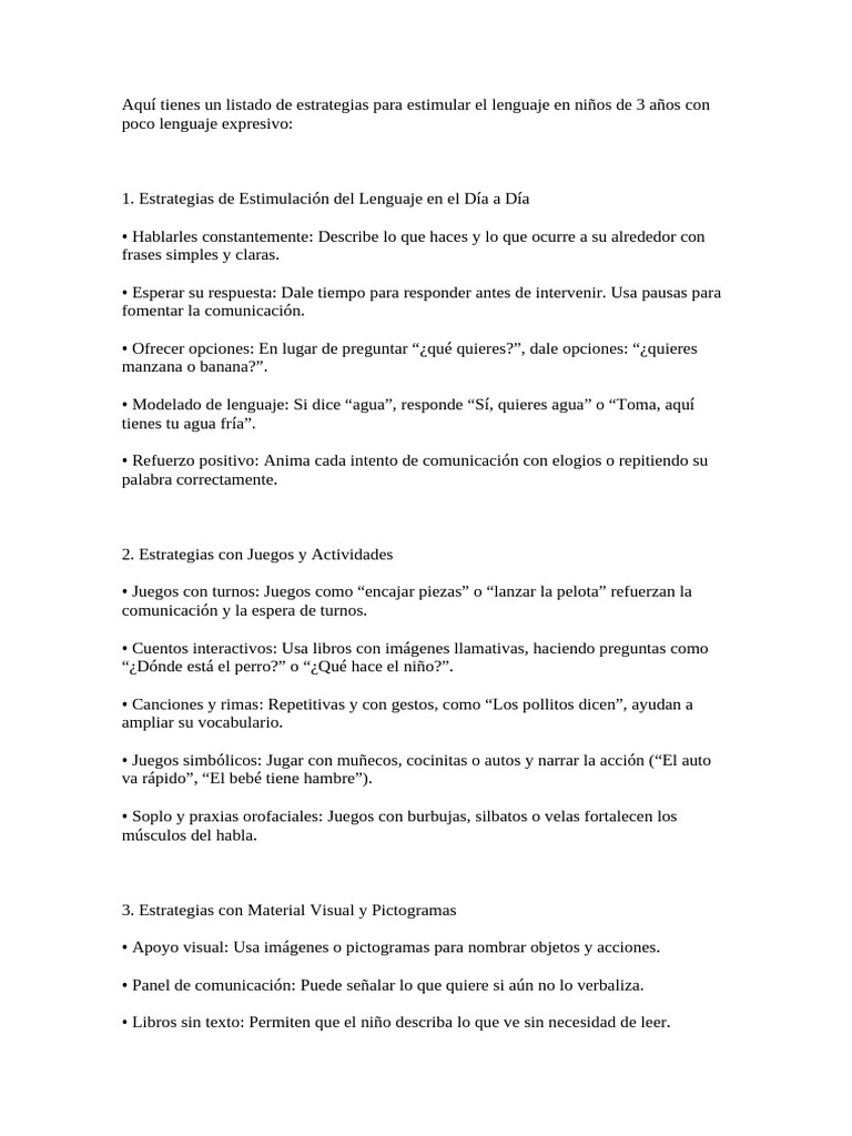 Estrategias para Estimulacion Del Lenguaje | PDF