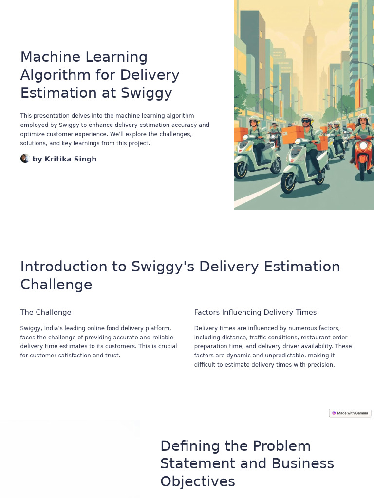 Machine Learning Algorithm For Delivery Estimation at Swiggy | PDF | Applied Mathematics ...
