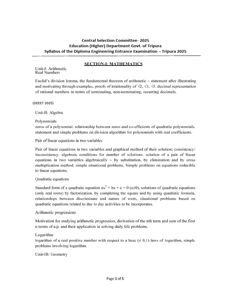 DEEET-2025 Syllabus - Corrected Final (1) - 1 | PDF