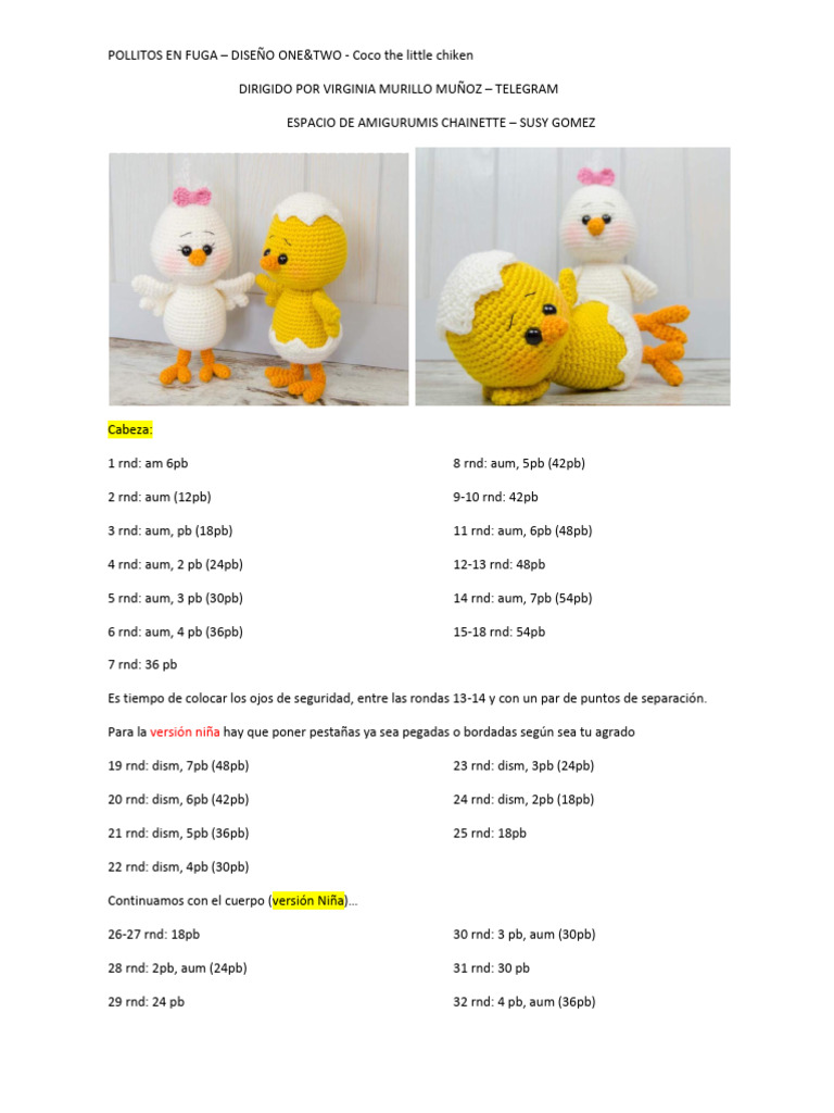 Pollito y Gallito Con Cascaron | PDF | Tejer | Tejidos Figurados